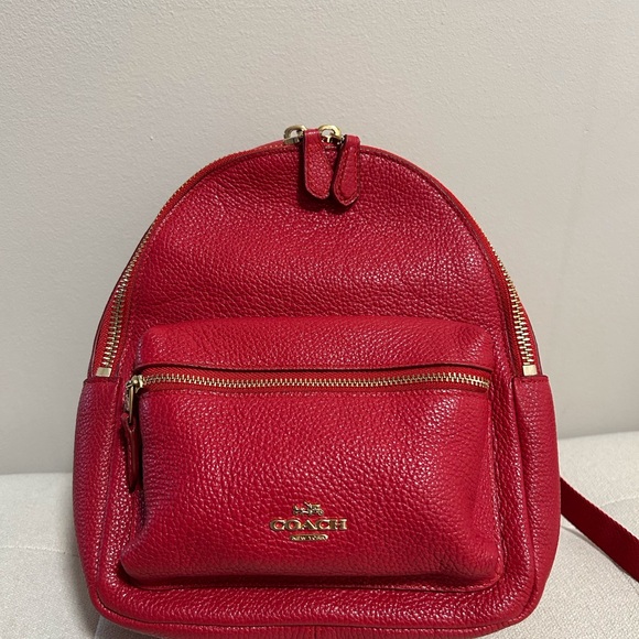Coach | Bags | Coach Cherry Red Pebbled Leather Backpack | Poshmark